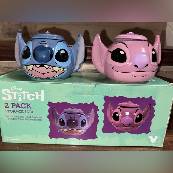 Disney | Dining | Super Cute Disney Stitch And Angel 2 Pack Storage ...